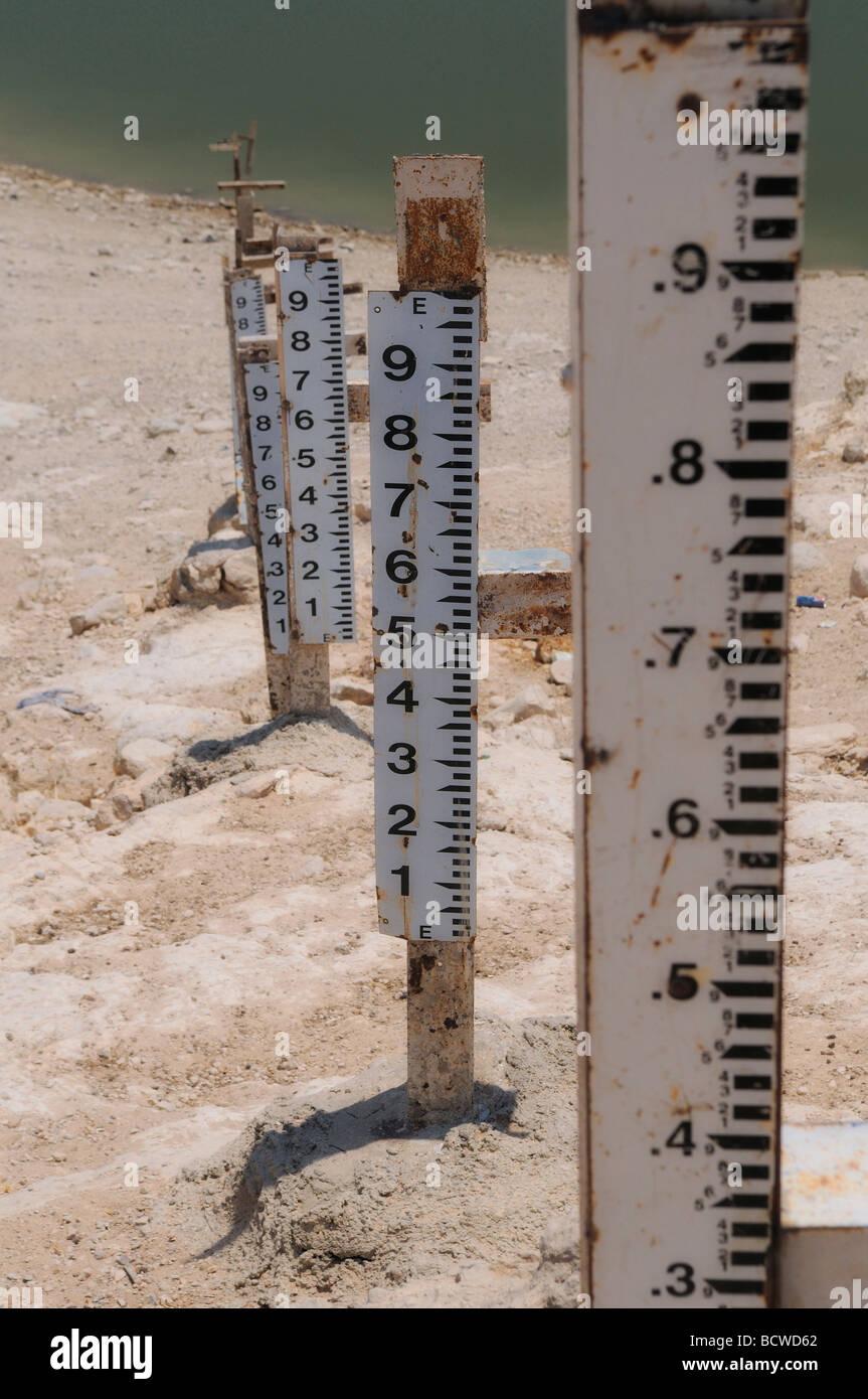 Measuring sticks in Ziglab or Sharhabeel Dam in Irbid Governorate Stock ...