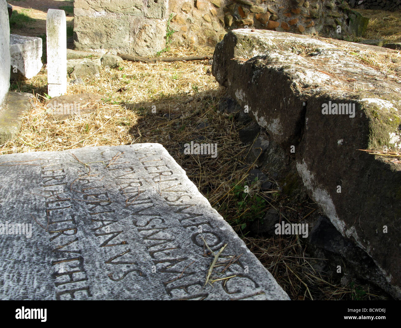 old roman tombs on the old appian way in rome italy Stock Photo - Alamy