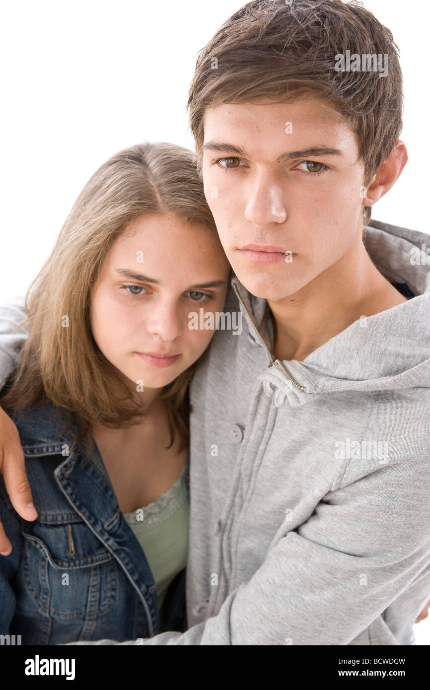 Boy embracing his girlfriend Stock Photo - Alamy