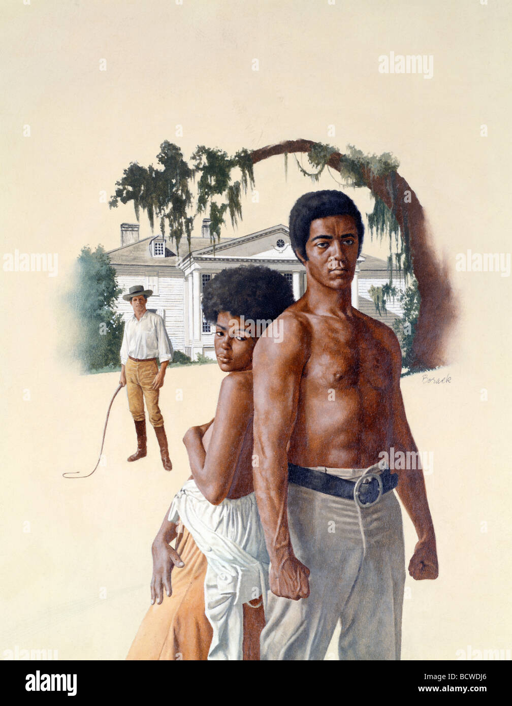 Shirtless African couple and man with whip in the background by Stanley ...