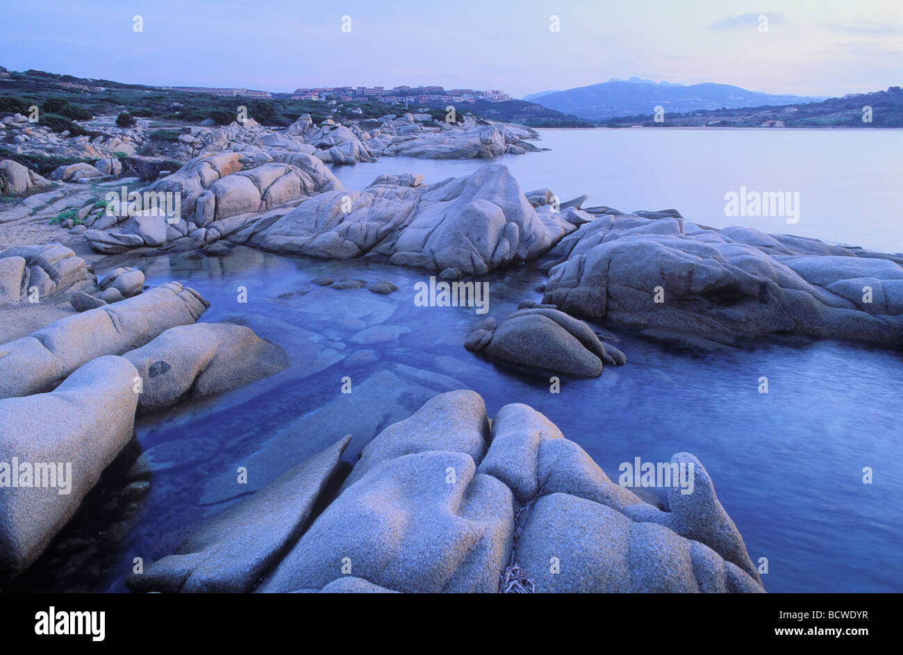 Dusk, granite rock formation, rocky coast of Palau, Sardinia, Italy ...