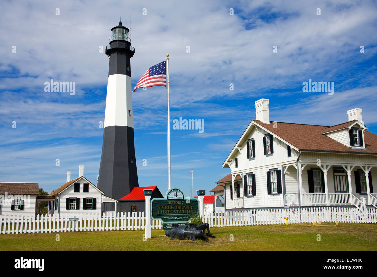 Low angle view of a lighthouse, Tybee Island Lighthouse, Georgia, USA ...