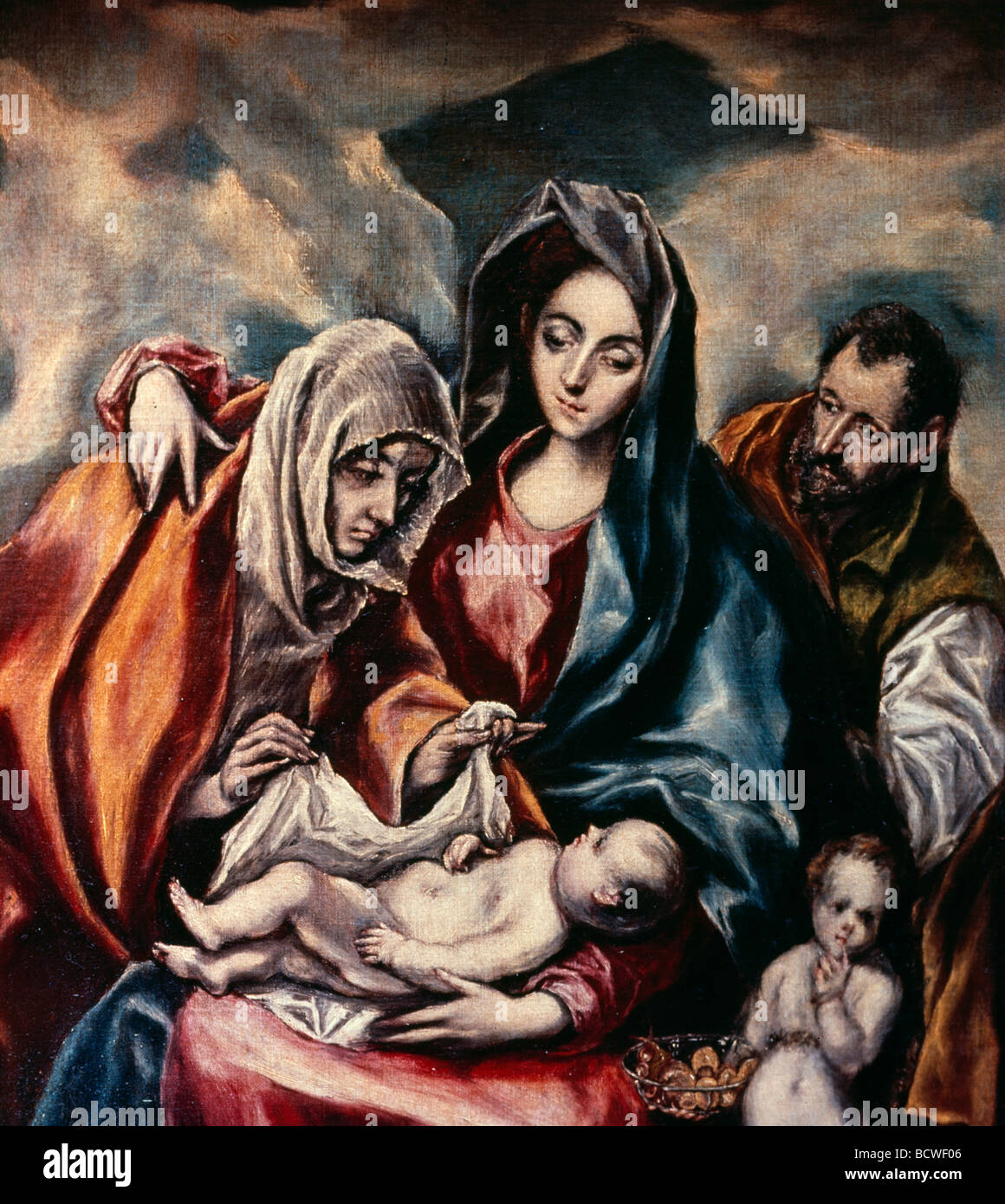 Holy family with saint elizabeth and the infant saint john hi-res stock ...