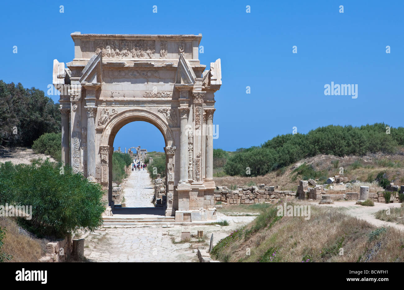Libya archaeological site of Leptis Magna the Settimio Severo arch ...