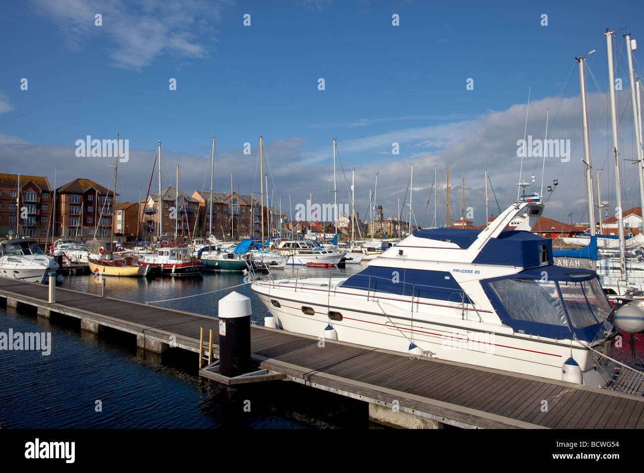 Yachts berthed in Hartlepool Marina Stock Photo - Alamy