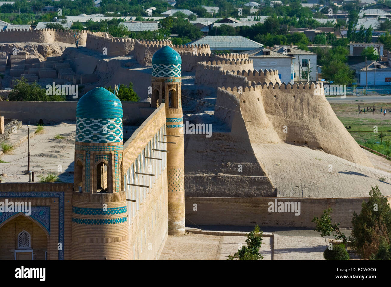 Muhammad Amin Khan Madrassah and City Walls in Khiva Uzbeksitan Stock ...