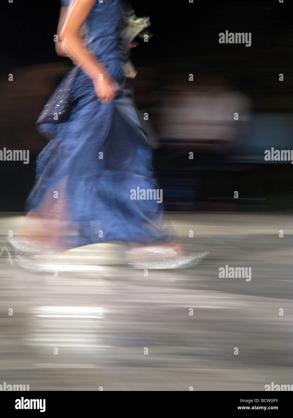 female model on catwalk at fashion show Stock Photo - Alamy