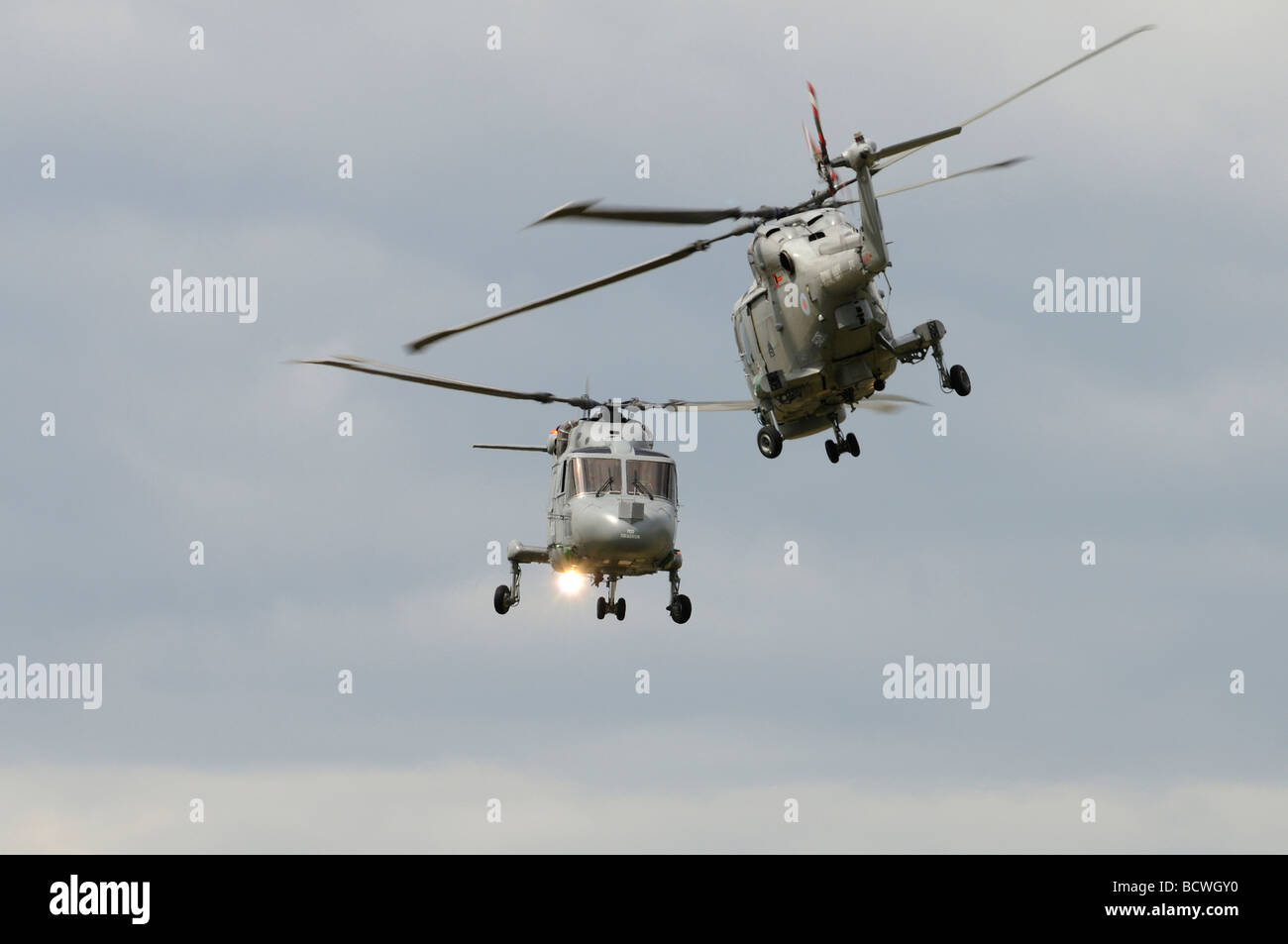 The Black Cats display team. 2 Westland Lynx navy helicopters display ...
