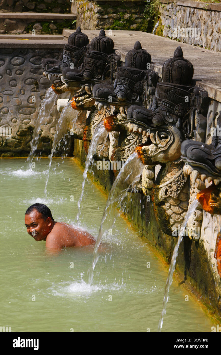 Mann, old bath with hot springs in Ambengan, Bali, Republic of ...