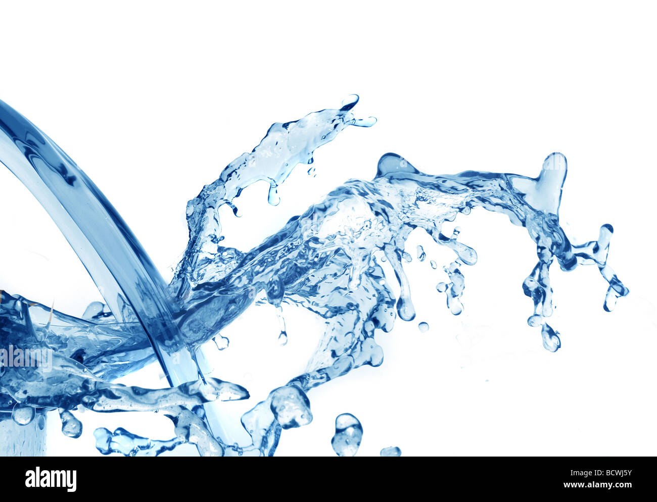splash of blue water on a white background Stock Photo - Alamy