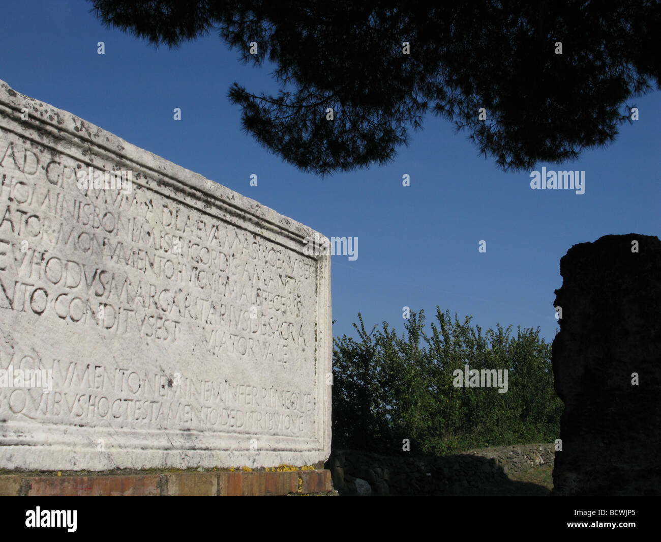 old roman grave stone on the old appian way in rome italy Stock Photo ...