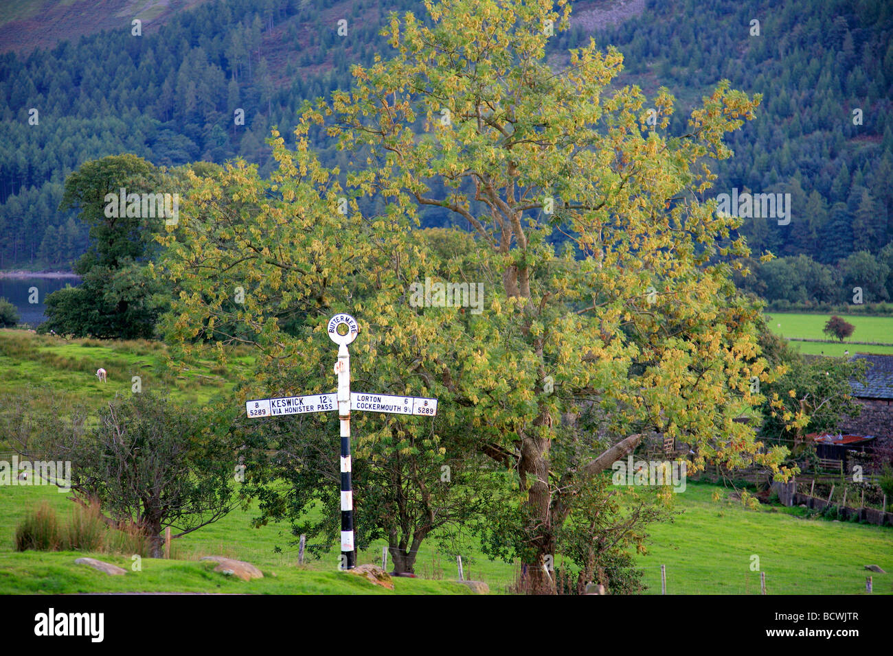 Road Traffic Sign Buttermere village Honnister Pass Lake District ...