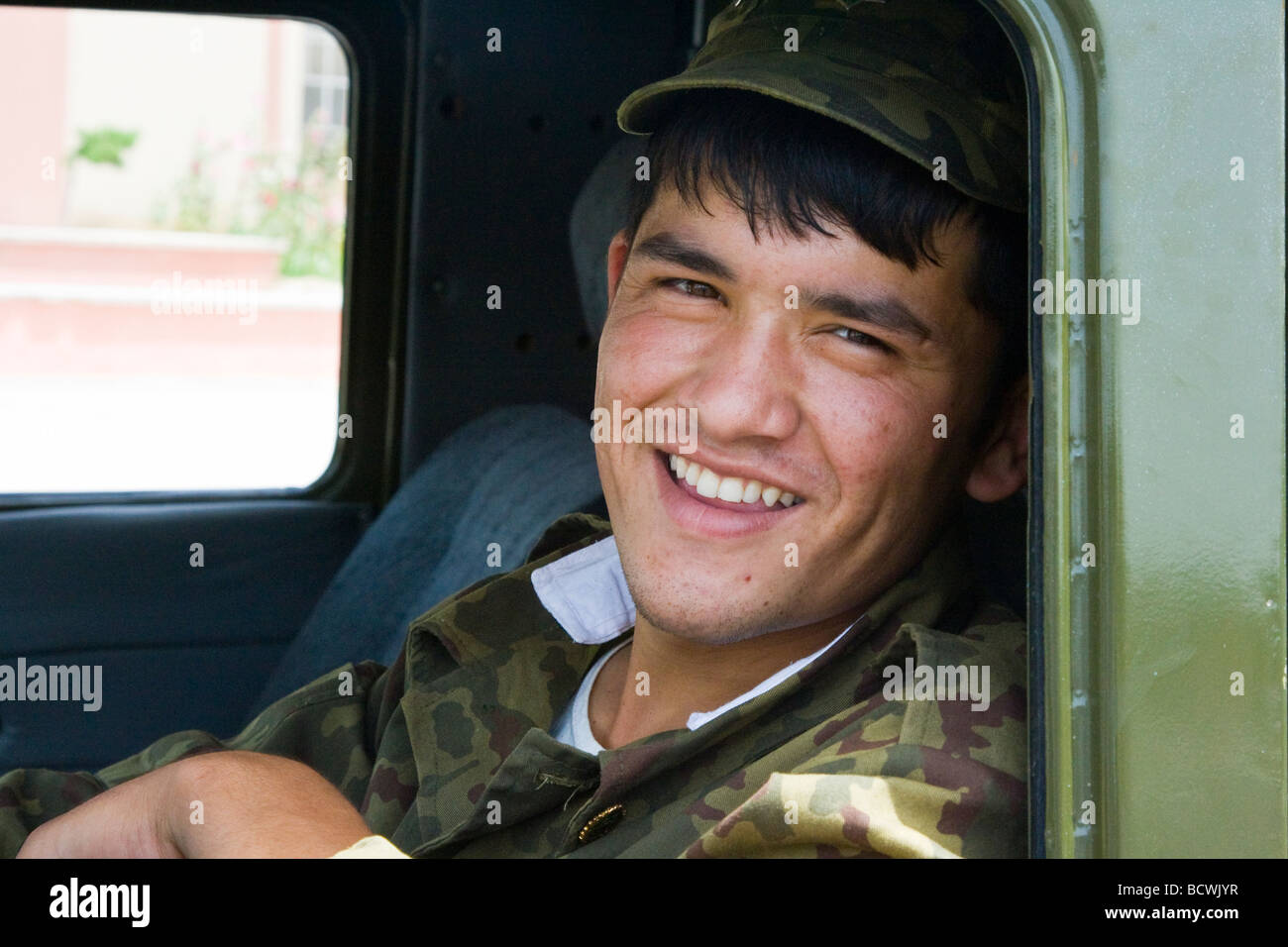 Turmen Soldier in a Soviet Van in Mary Turkmenistan Stock Photo - Alamy
