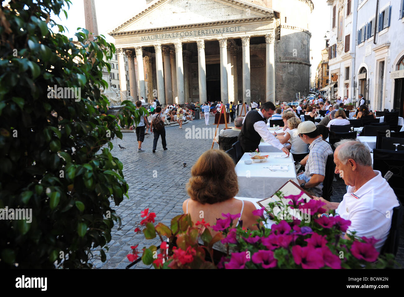 Europe Italy Rome outdoor dining at the Pantheon piazza della rotunda ...