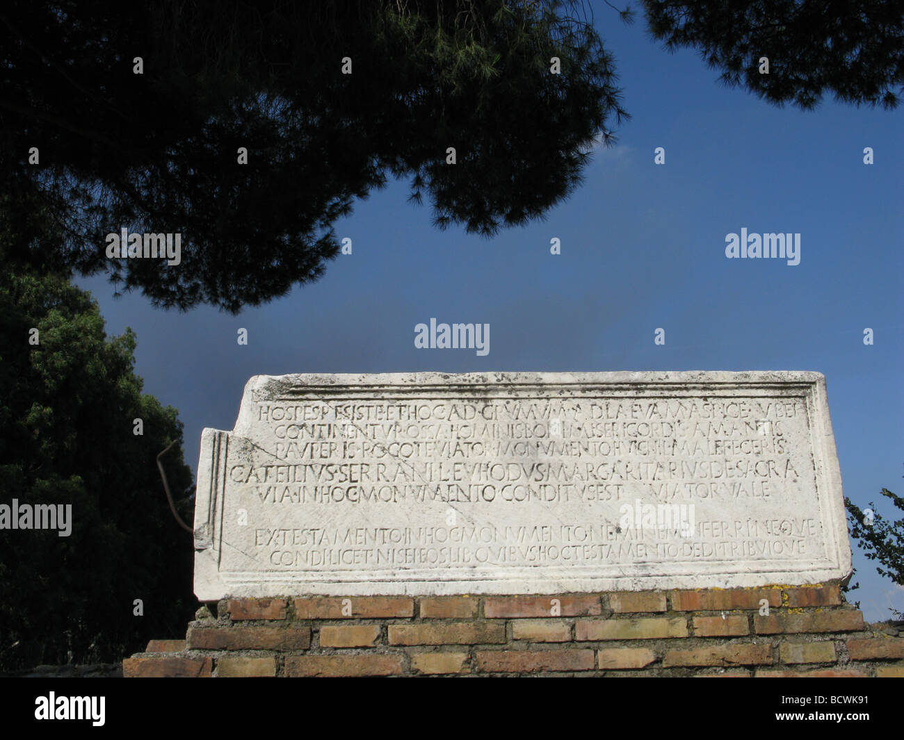 old roman grave stone on the old appian way in rome italy Stock Photo ...