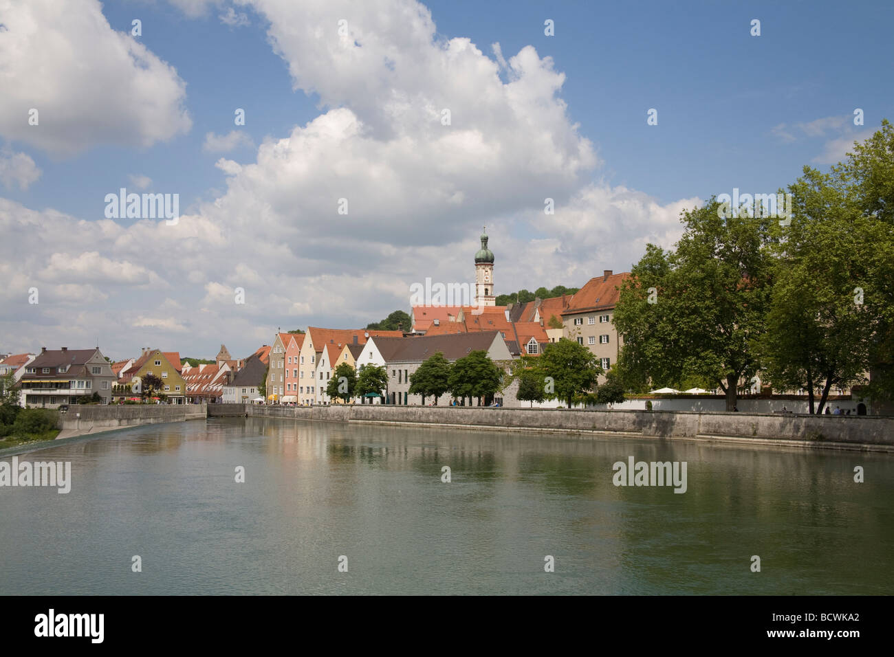 Landsberg am Lech Bavaria Germany EU June View across River Lech and ...