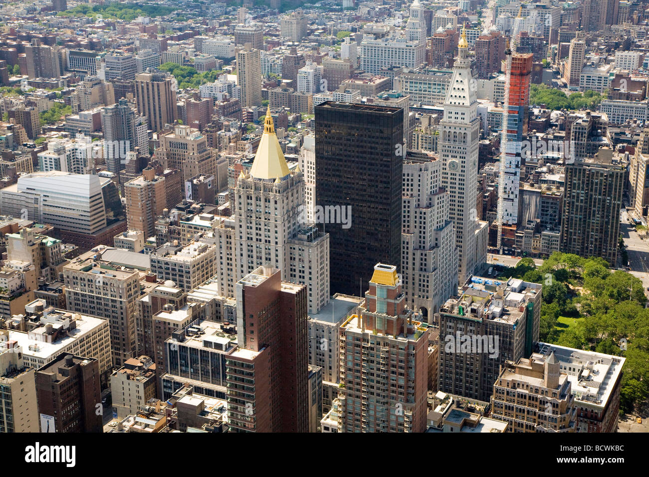 Aerial panoramic view over upper Manhattan from Empire State building ...