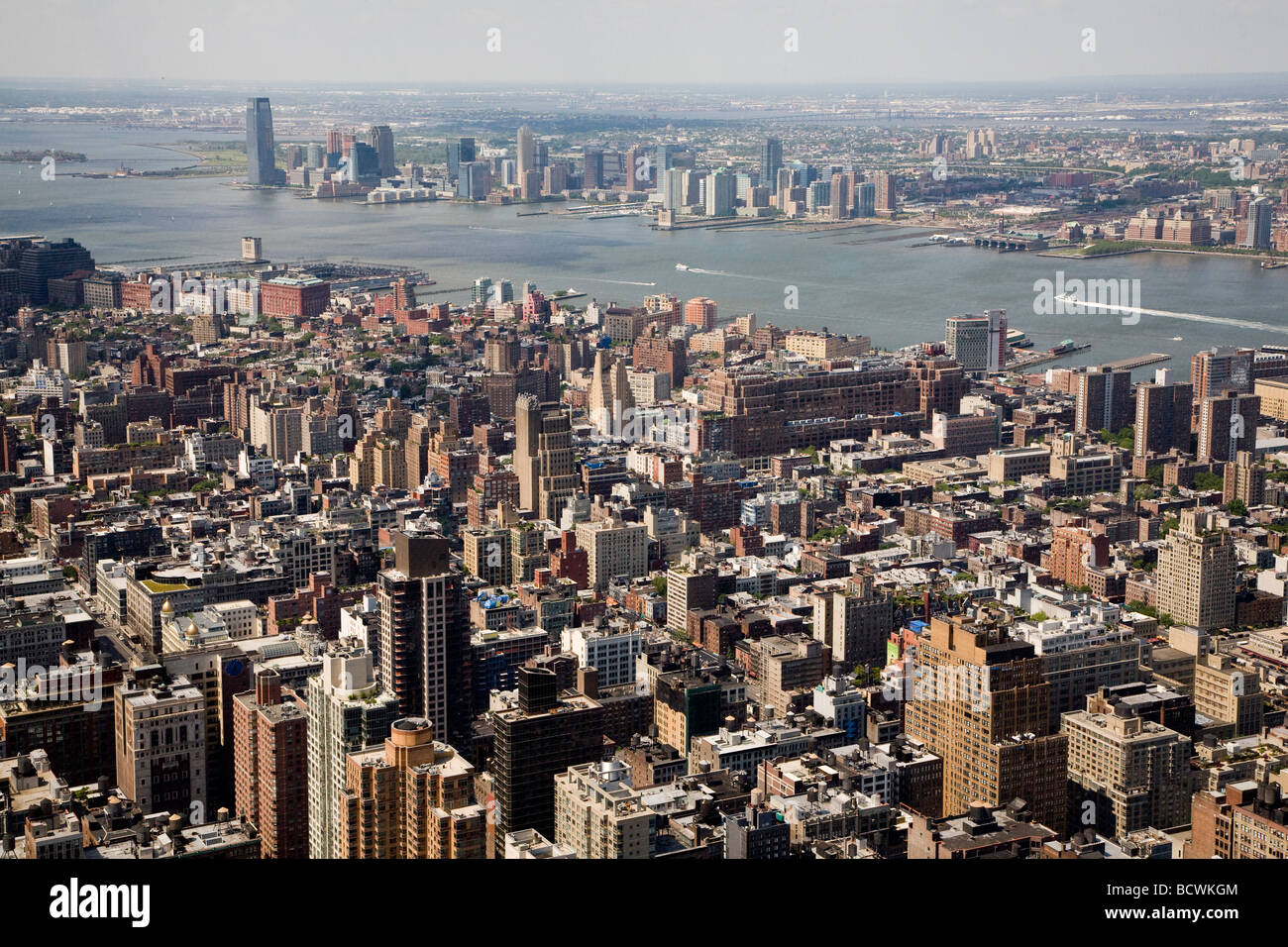 Aerial panoramic view over upper Manhattan from Empire State building ...