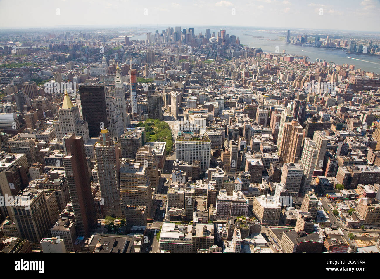 Aerial panoramic view over upper Manhattan from Empire State building ... Aerial panoramic view over upper Manhattan from Empire State building ...