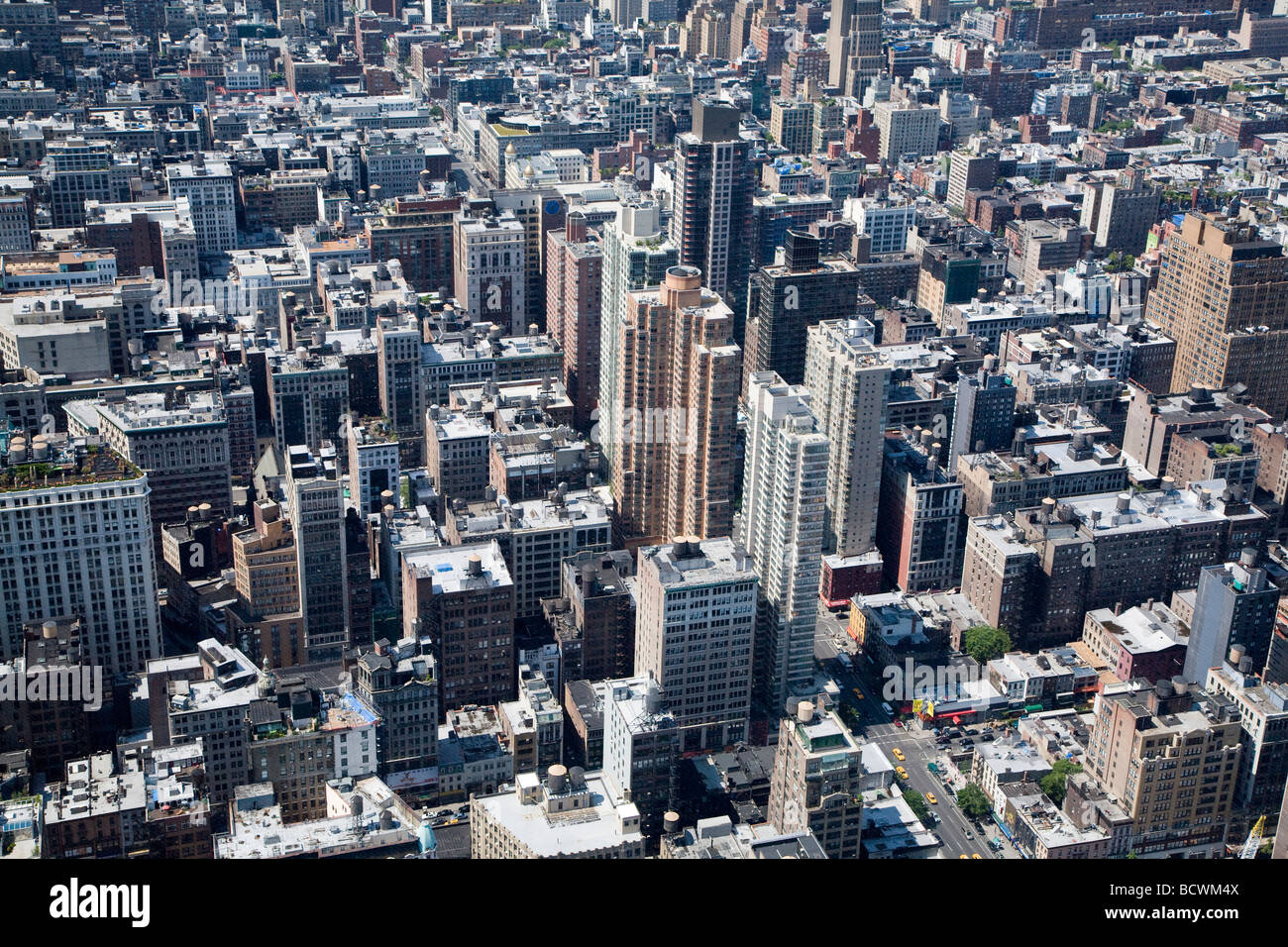 Aerial panoramic view over upper Manhattan from Empire State building ...
