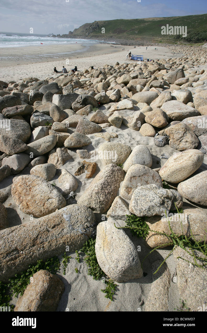 Area of Sennen, England. View of a quiet Gwenver Beach Stock Photo - Alamy