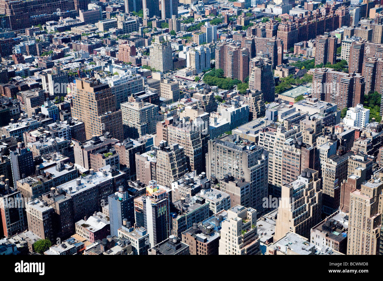 Aerial panoramic view over upper Manhattan from Empire State building ...