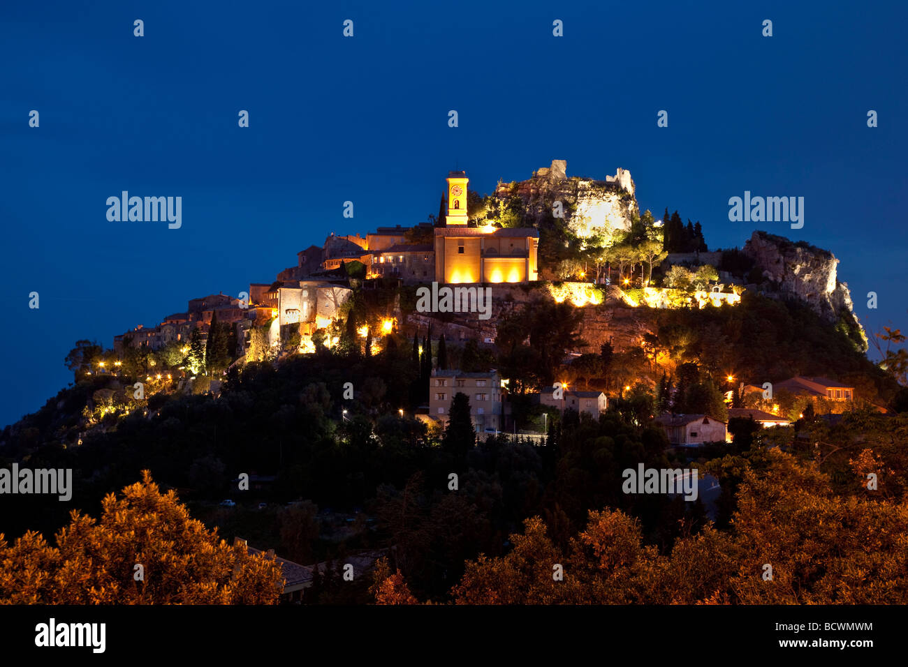 Eze at night , Provence France Stock Photo - Alamy