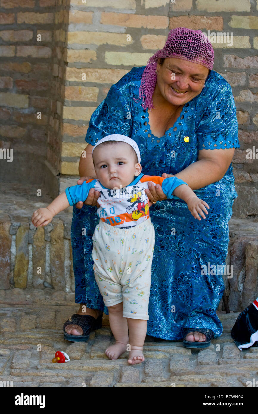 Uzbek Grandmother and Grandchild in Khiva Uzbekistan Stock Photo - Alamy
