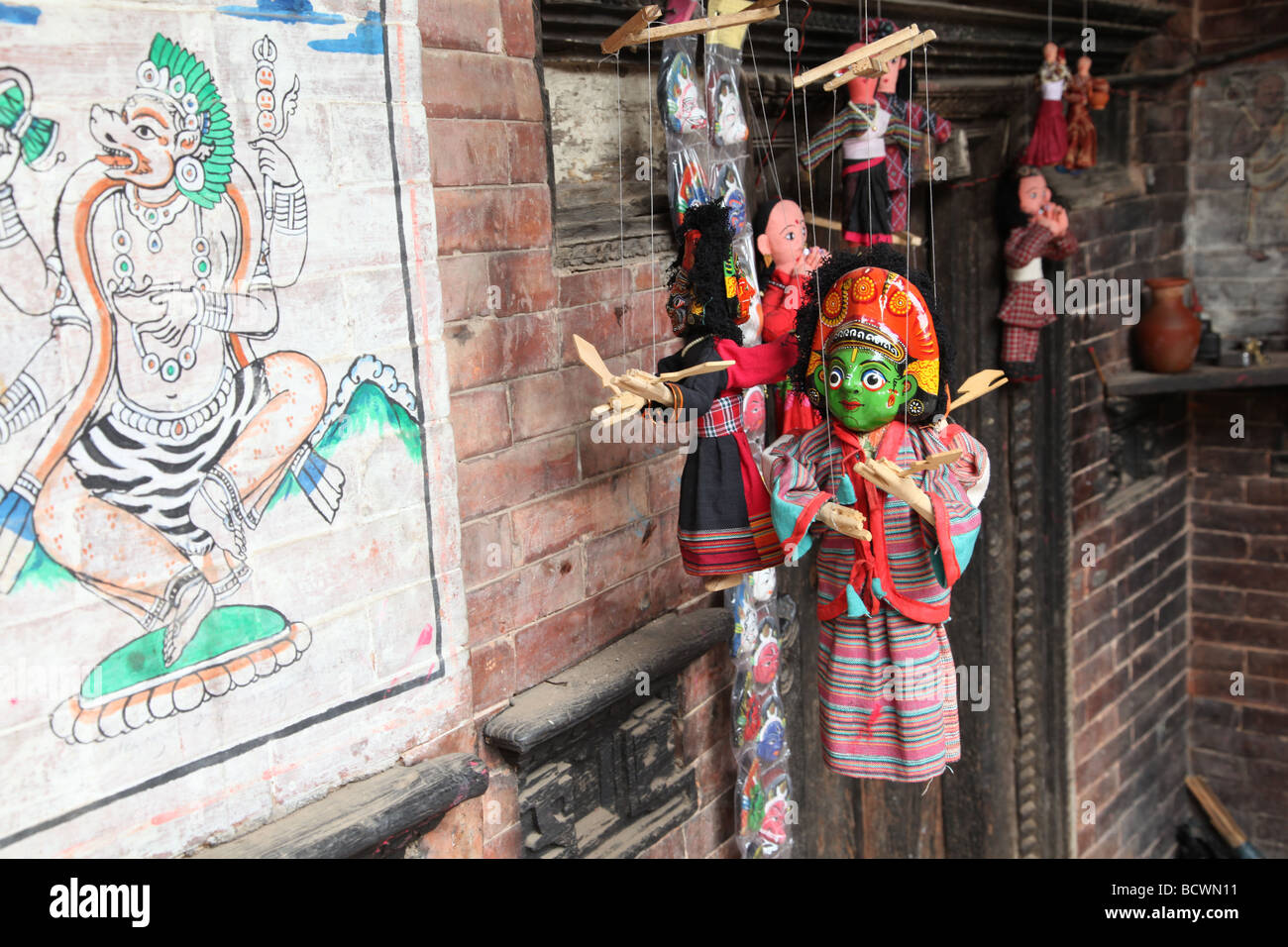 Bhaktapur, Nepal, puppets, old city Stock Photo - Alamy