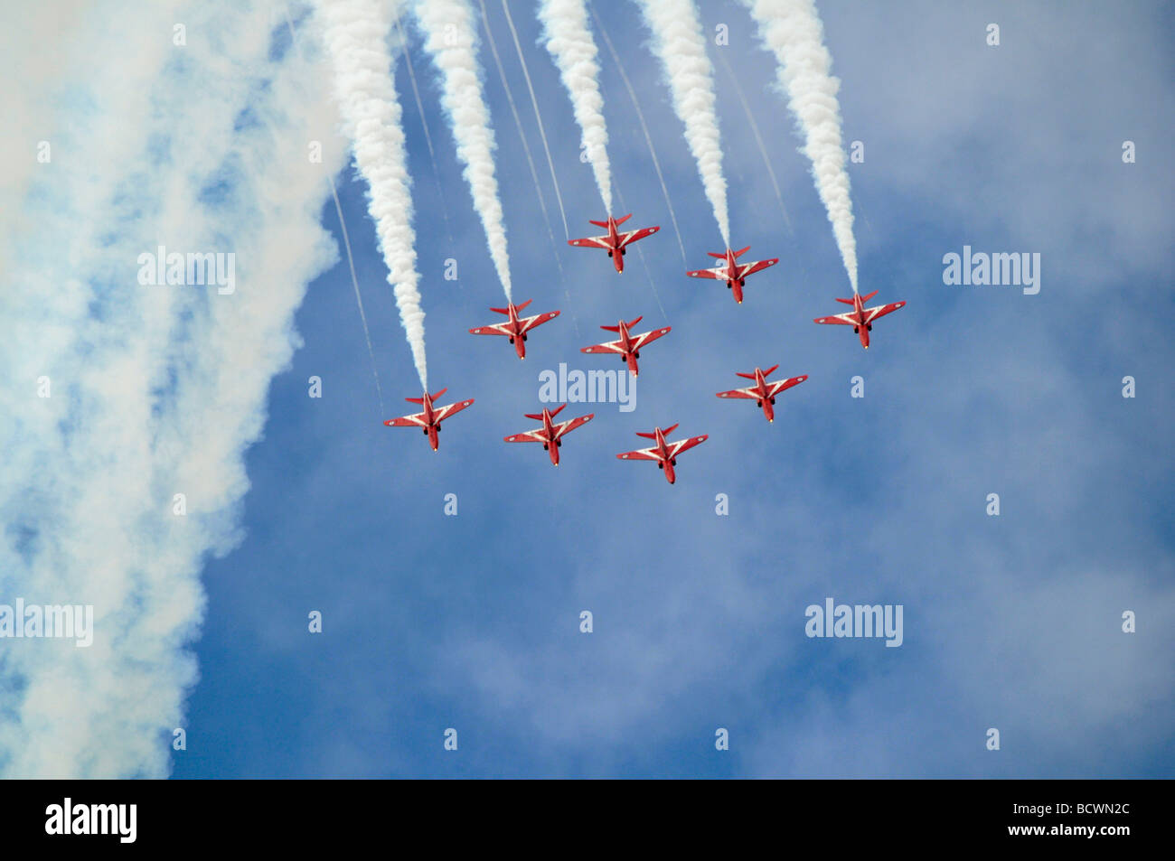 World famous Red Arrows Air Display Team giving a show at Cromer in ...