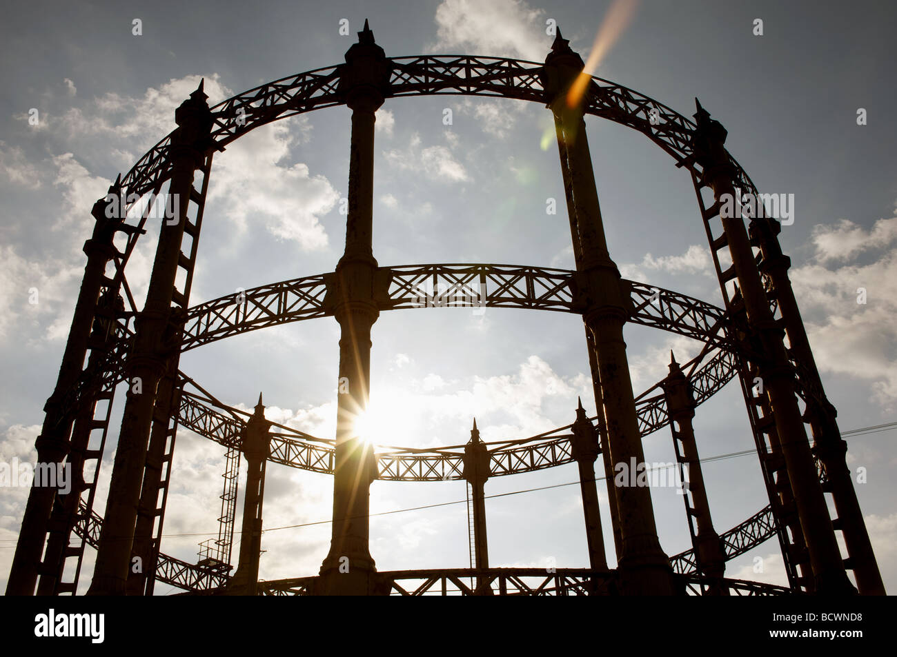 Empty gasometer, Great Yarmouth, Norfolk, UK Stock Photo - Alamy