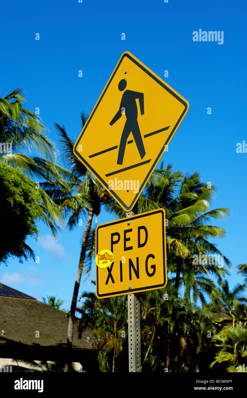 Yellow pedestrian crossing sign hi-res stock photography and images - Alamy