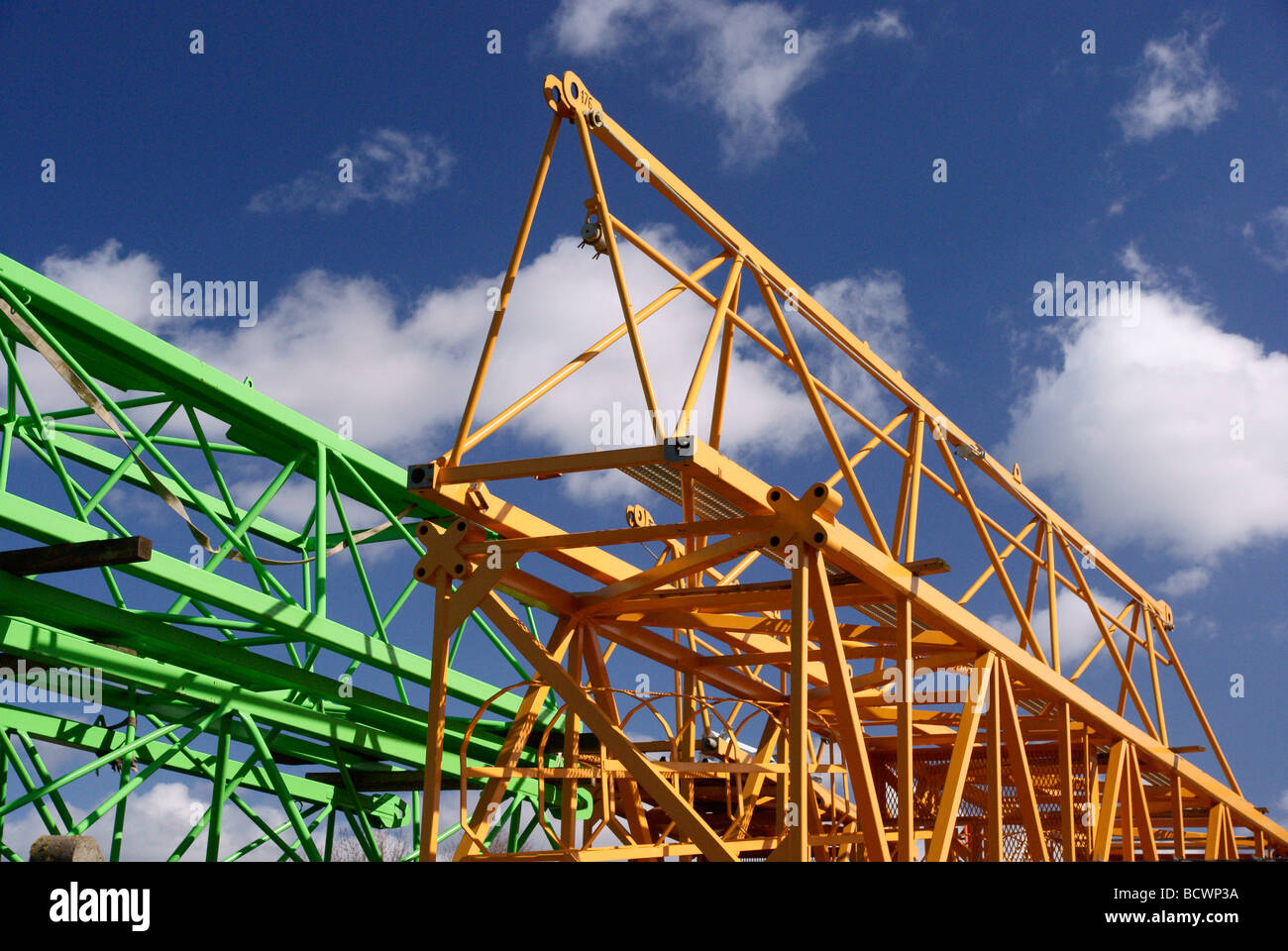Sections of crane in a crane yard Stock Photo - Alamy