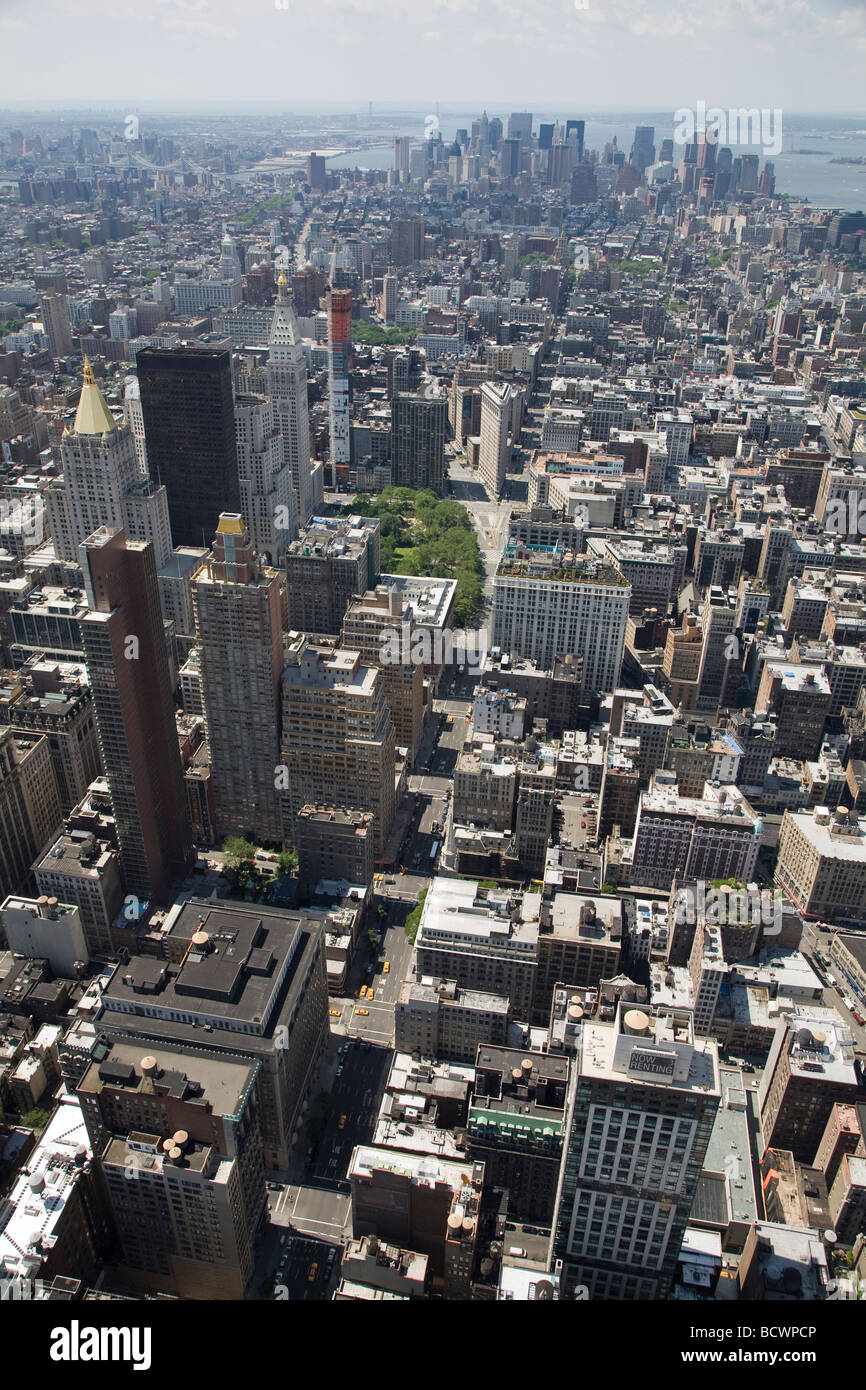 Aerial panoramic view over upper Manhattan from Empire State building ... Aerial panoramic view over upper Manhattan from Empire State building ...