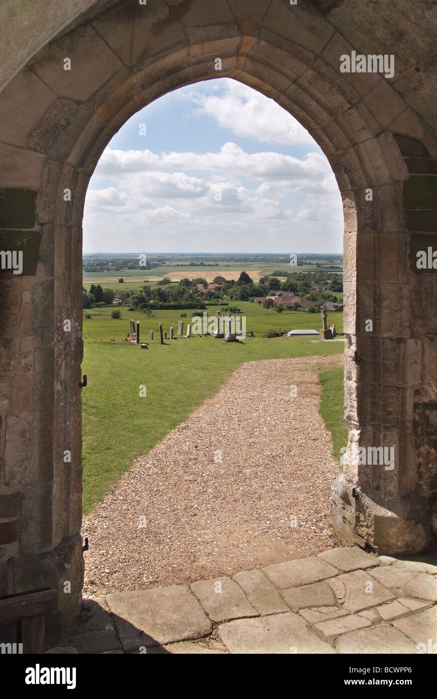 THE LINCOLNSHIRE FENS SEEN FROM THE PORCH OF WEST KEAL CHURCH IN ...