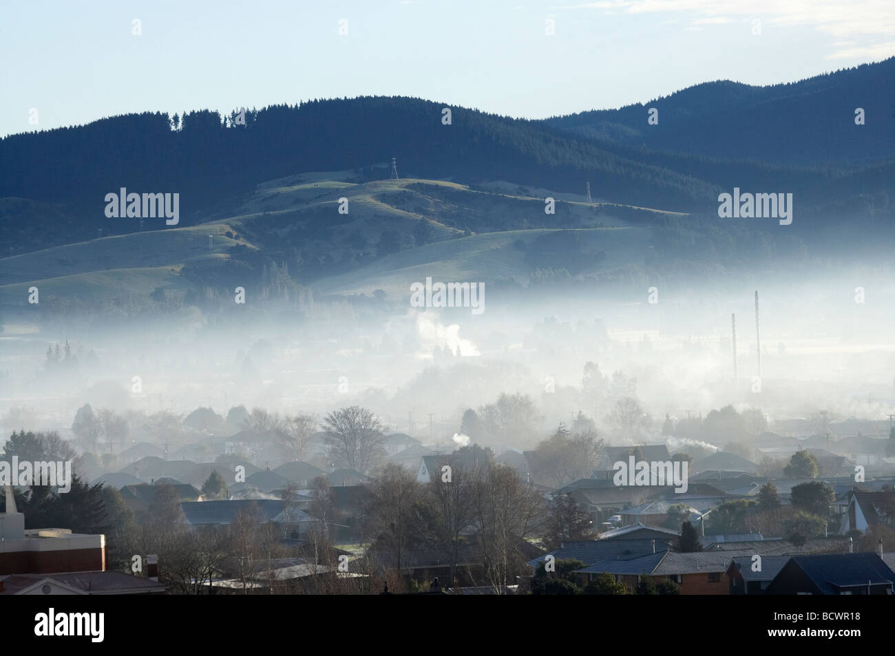 Winter Air Pollution over Mosgiel Dunedin Otago South Island New ...