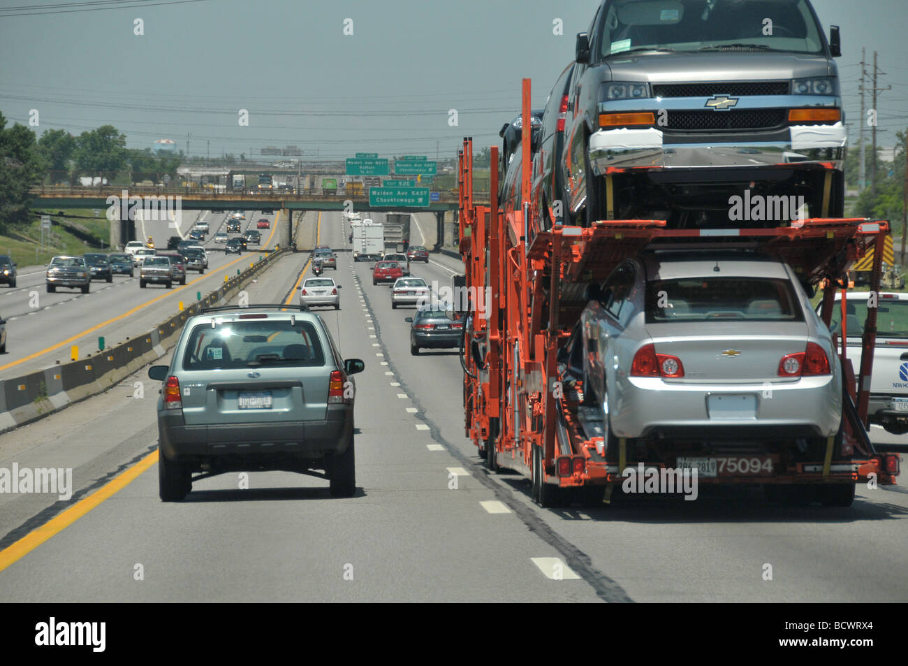 New car hauler on interstate hi-res stock photography and images - Alamy