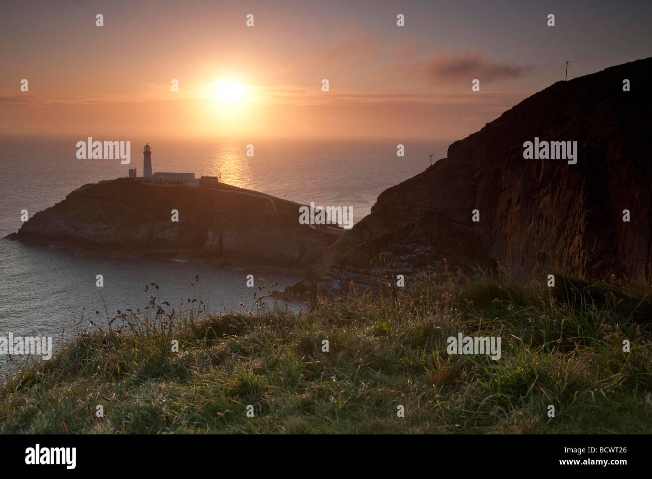 Sunset at South Stack lighthouse, Anglesey, Ynys Mon, Gwynedd, North ...