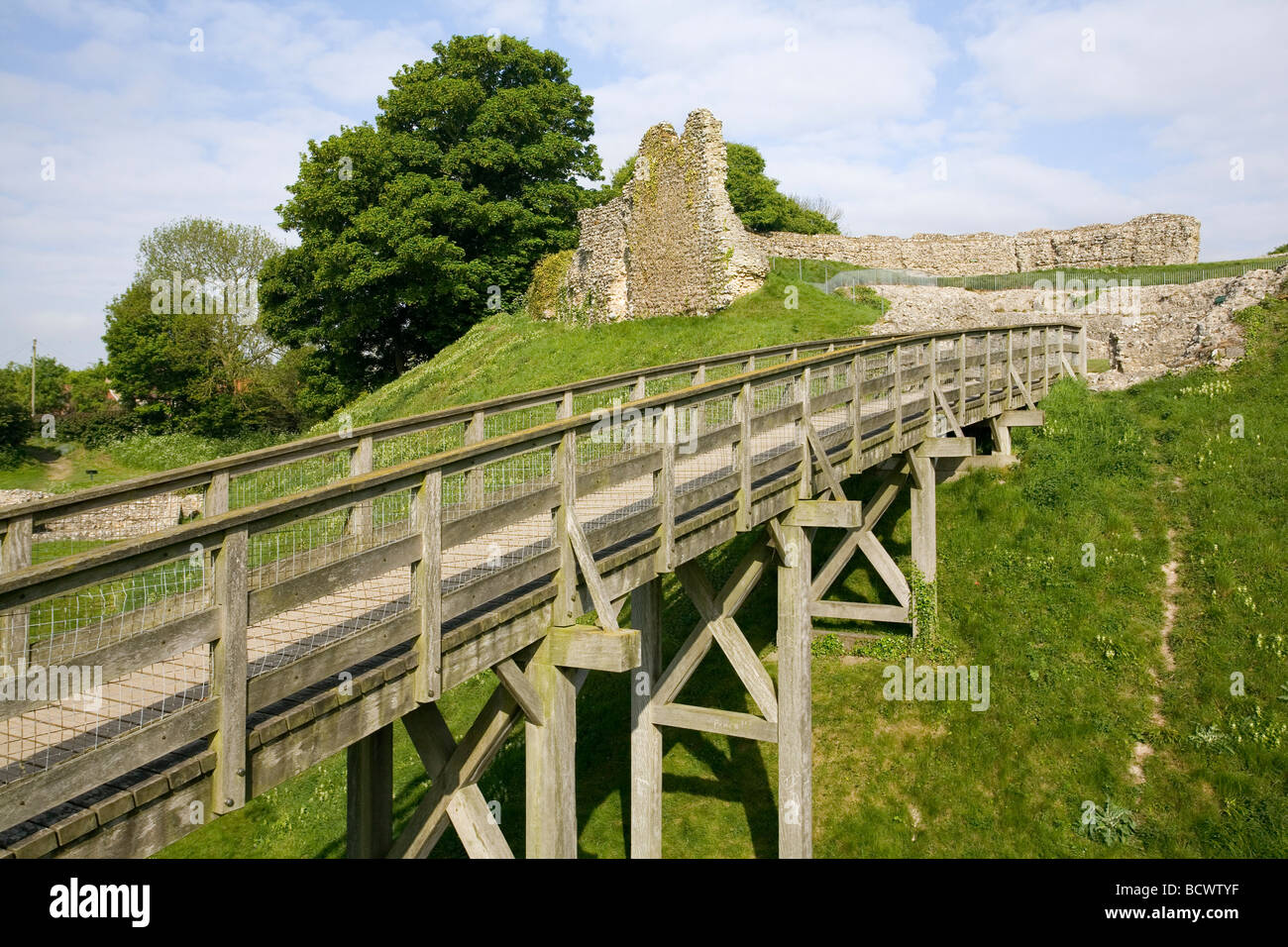 Bridge leading to the keep of the castle at Castle Acre Stock Photo - Alamy