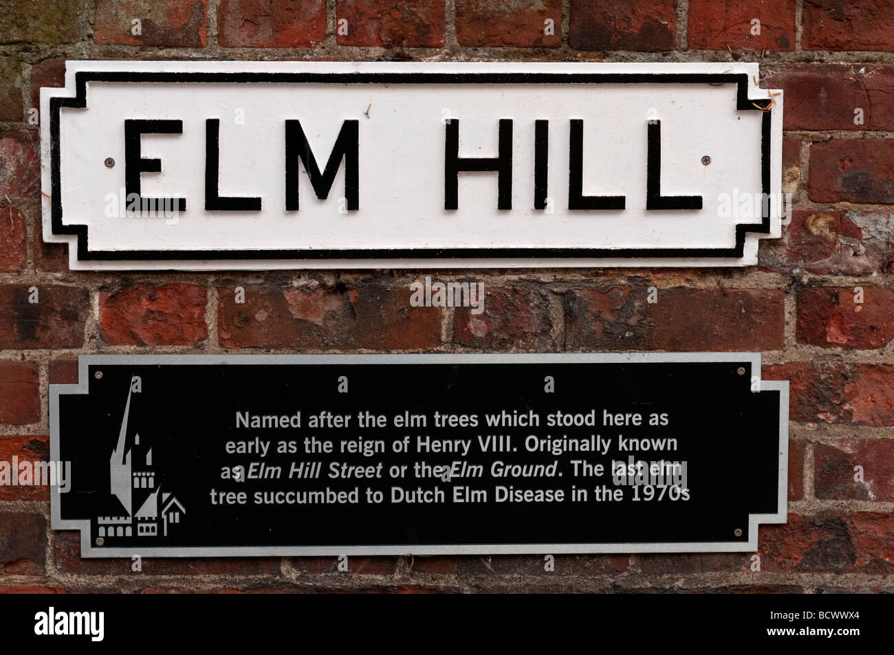 Elm Hill street sign in Norwich Stock Photo - Alamy