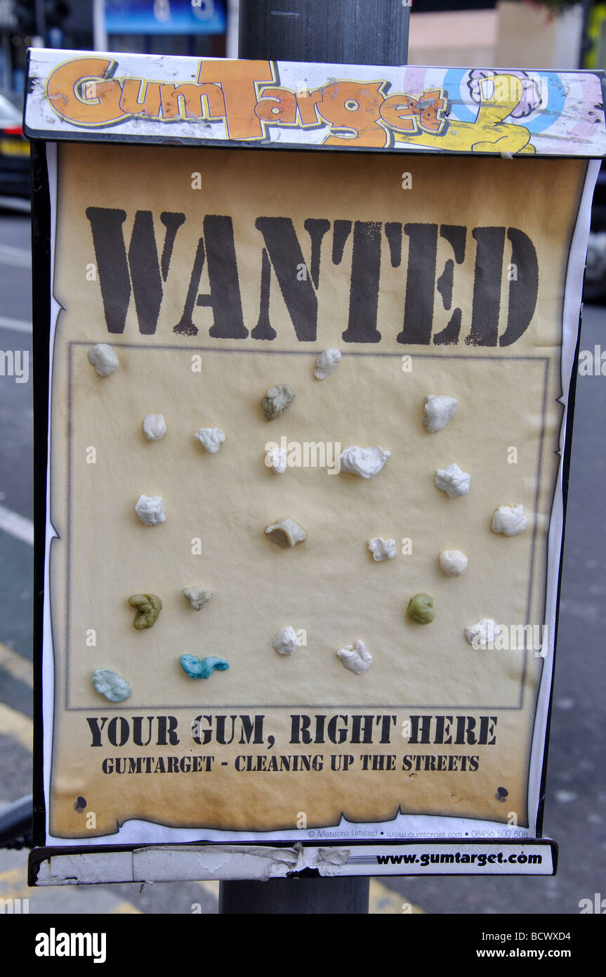 Chewing gum disposal board, The Broadway, Wimbledon, London Borough of ...