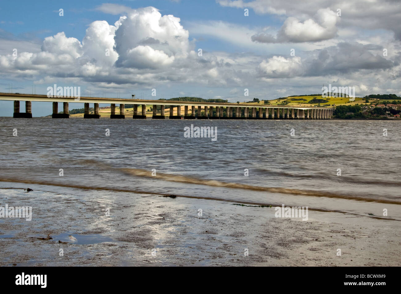Landscape view of the Tay road bridge spanning across the River Tay ...