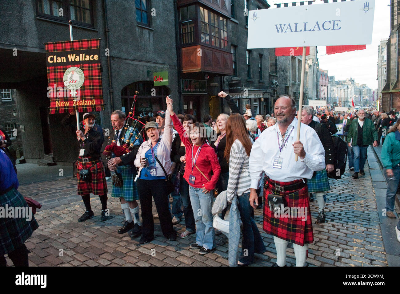 Clan march in the Royal Mile, Edinburgh Scotland during 'The Gathering ...