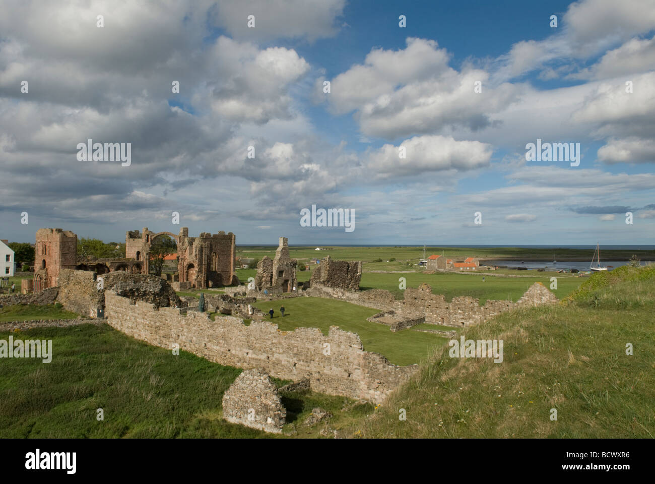 Lindisfarne Priory, Holy Island, Northumberland, UK, May Stock Photo ...