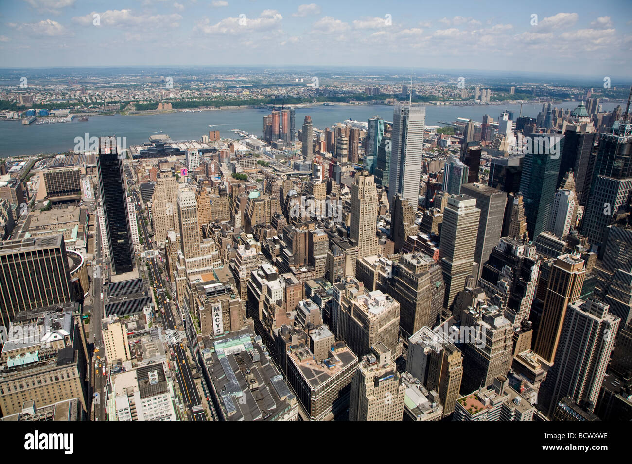 Aerial panoramic view over upper Manhattan from Empire State building top, New York Stock Photo ...