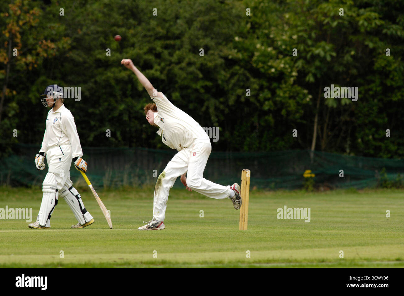 slow left-arm bowler in action Stock Photo - Alamy