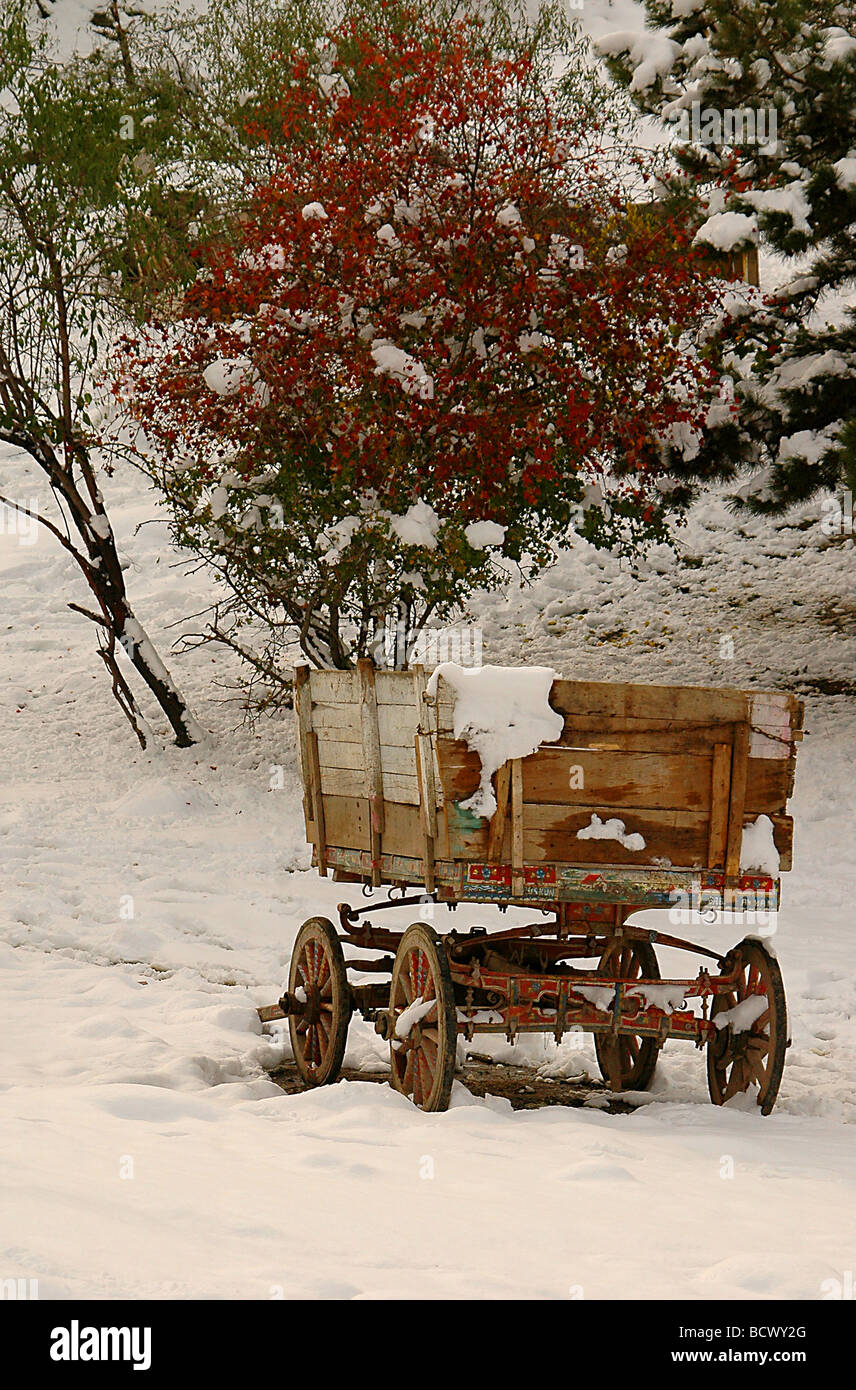 wagon in the snow in Ankara turkey Stock Photo - Alamy