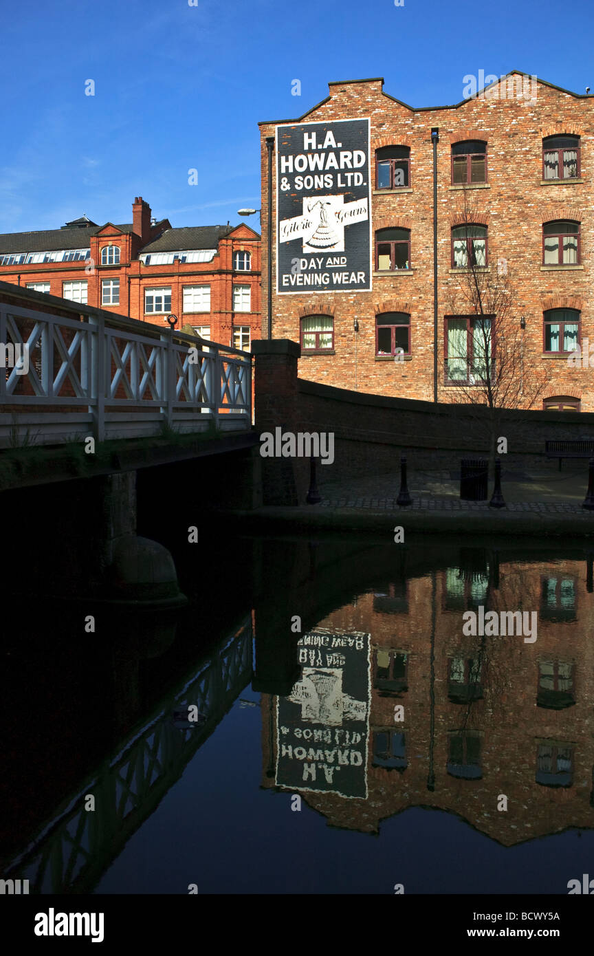 Waterside residential development and bridge over the canal in the ...