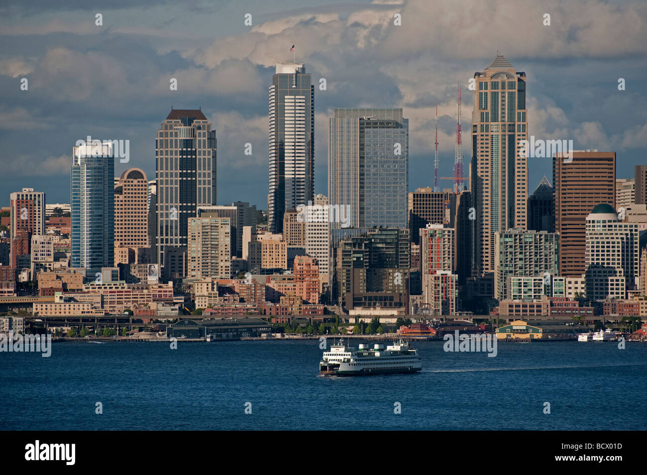 Seattle bay waterfront downtown town city washington united states hi ...