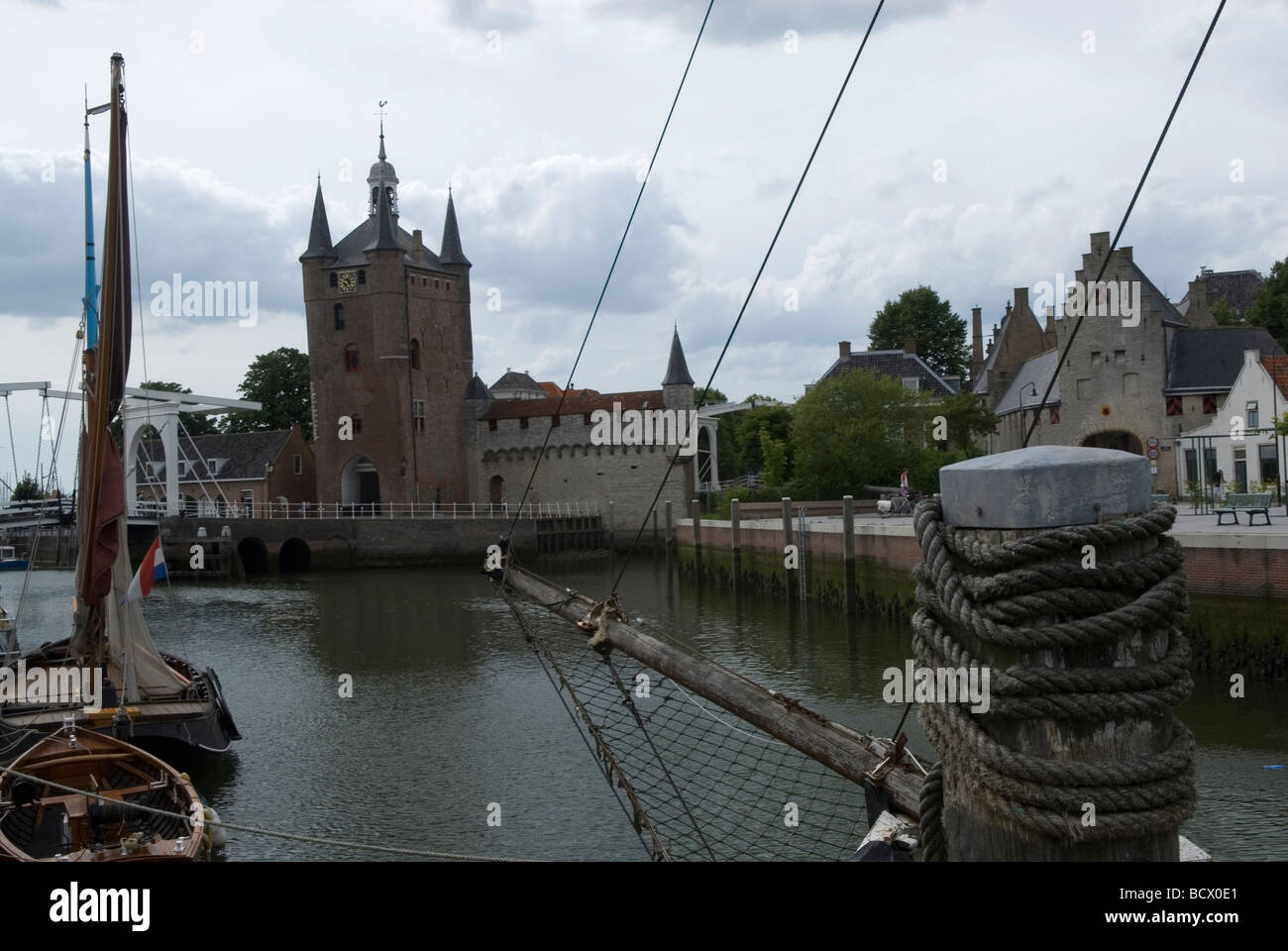 The harbour and "Zuidhavenpoort" in Zierikzee, Zeeland, Netherlands ...